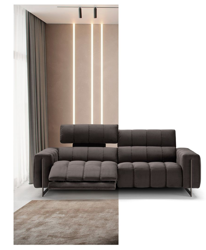 Sofá relax de diseño modelo HAMPTON con cabezal eléctrico ajustable